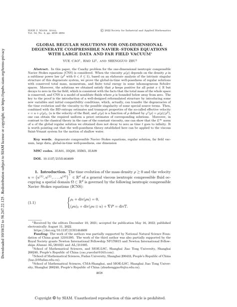 Pdf Global Regular Solutions For One Dimensional Degenerate Compressible Navier Stokes