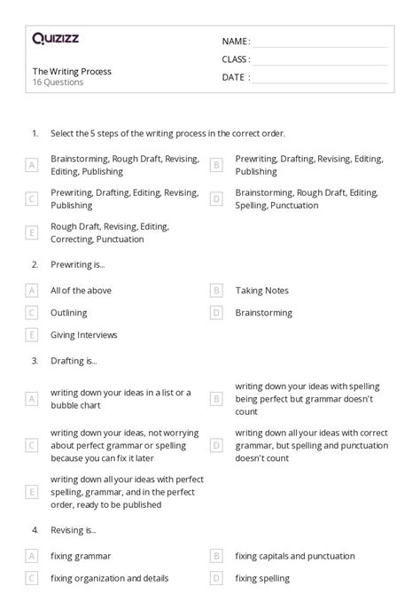 50 Writing Process Worksheets On Quizizz Free And Printable