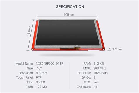 7 0 Nextion Intelligent Resistive Touch Hmi Tft Lcd Nx8048p070 011r Intelligent Nextion