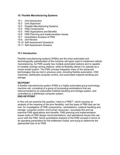 Flexible Manufacturing Systems