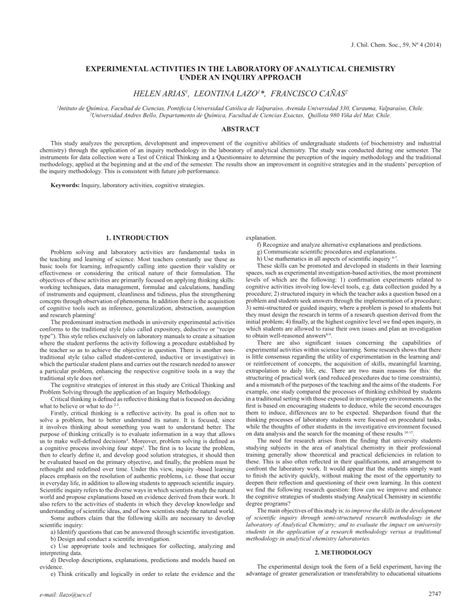 Pdf Experimental Activities In The Laboratory Of Analytical Chemistry