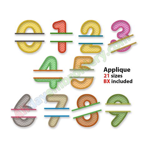 Split Numbers Embroidery Design Set Machine Embroidery Design