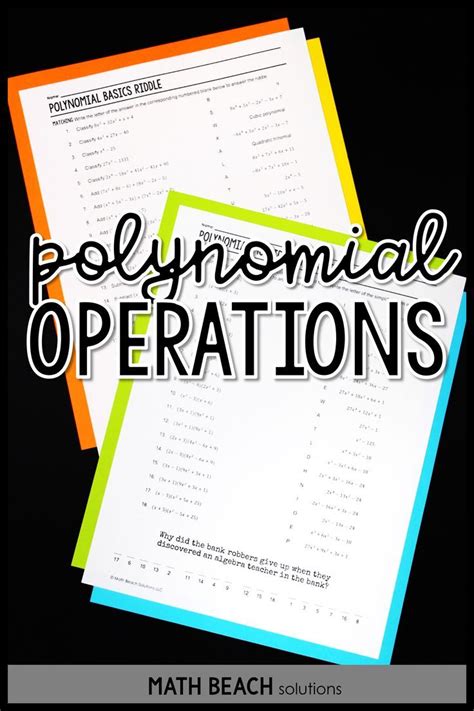 Polynomial Operations Riddle Activity Algebra Worksheets Subtraction Facts Worksheet Word