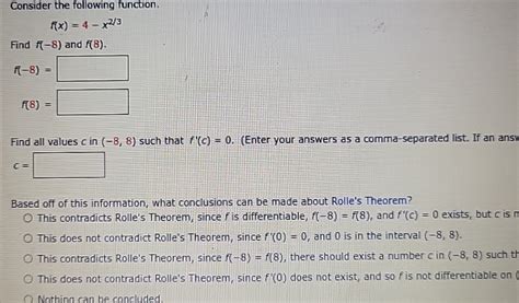 solved consider the following function f x 4 x23find f 8