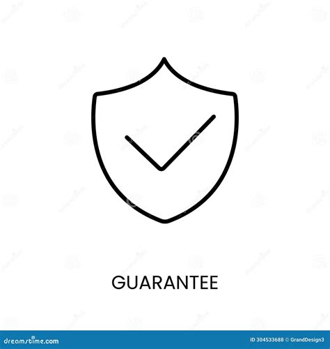 Warranty Shield With Check Mark Line Icon Vector Stock Illustration