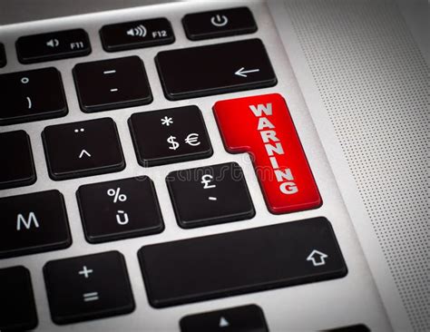 Red Button With Warning Word On The Keyboard Close Up Stock Image Image Of Internet Button