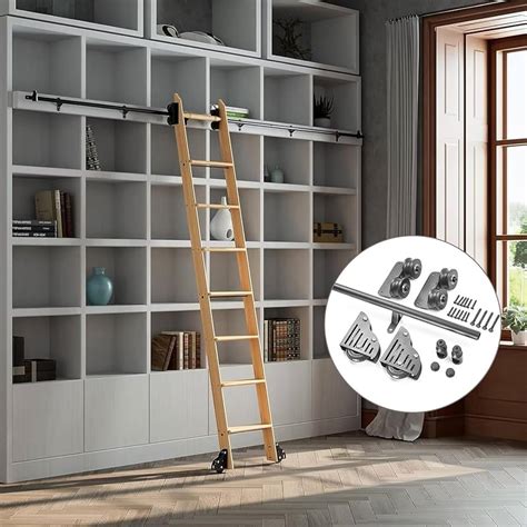 Rolling Bookshelf Ladder Our Sliding Ladder — My Navy Home