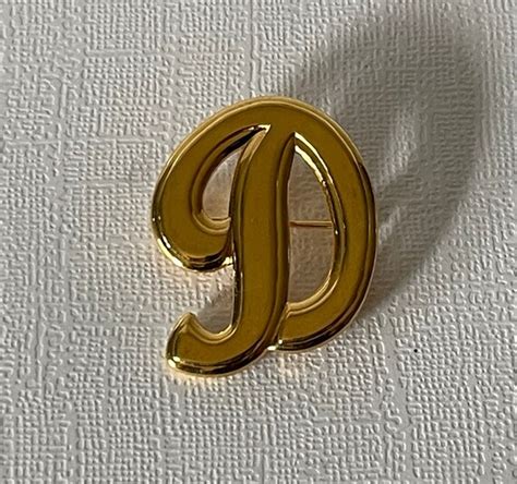 Vintage Letter D Brooch Gold Letter D Pin Letter D Gem