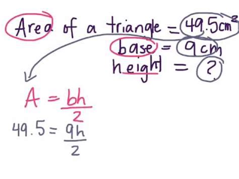 Finding Height Of A Triangle Given Base And Area Gr Academic Quizalize