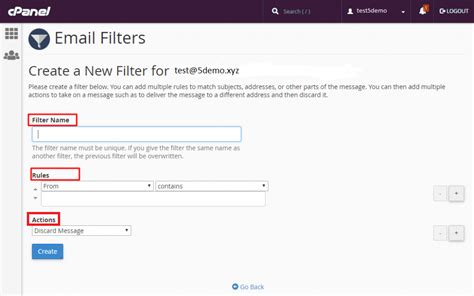Update Actions And Create Email Filter ServerCake