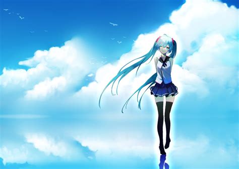 Safebooru 1girl Absurdres Alternate Costume Aqua Eyes Aqua Hair Bird