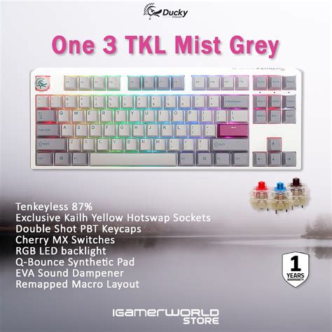 Jual Ducky ONE 3 TKL Mist Grey Hotswap RGB Mechanical Gaming Keyboard Shopee Indonesia