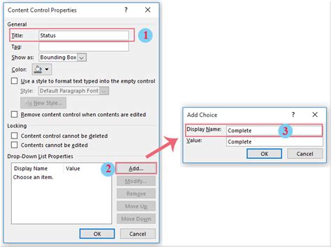 How To Insert Color Coded Drop Down List In Word Table