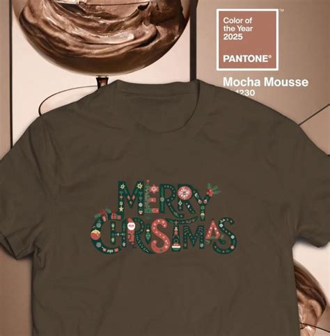 Mocha Mousse Color Of The Year 2025 Merry Christmas New Minimalist T Shirt For Adults Yalex