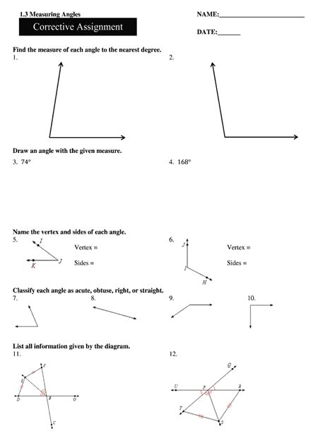 Fillable Online Naming Angles Worksheet Fax Email Print PdfFiller