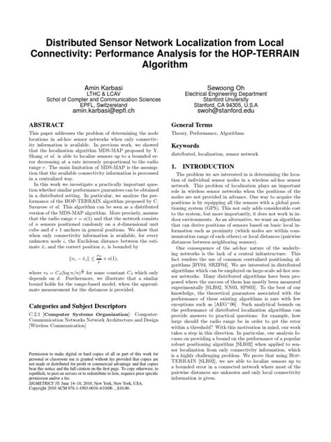 Distributed Sensor Network Localization From Local Connectivity Performance Analysis For The