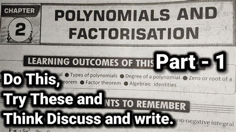 9th Class Maths 2 Polynomials And Factorisation Chapter All Bits Part 1 Youtube