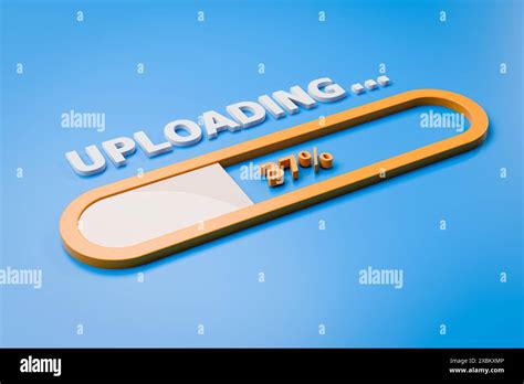 progress bar in 3d with the text uploading above and a percentage