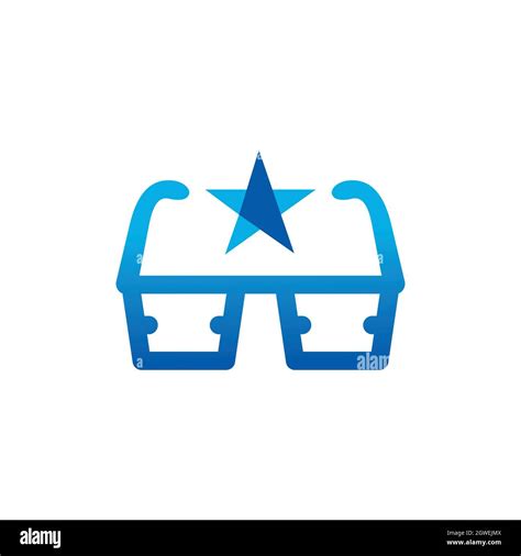 Three Dimensional Glasses Star Logo Icon Flat Vector Concept Graphic