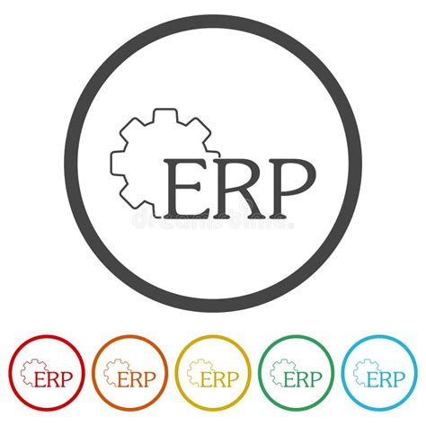 Erp Icon Set Icons In Color Circle Buttons Stock Vector Illustration