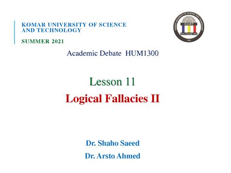 SOLUTION Lesson 11 Logical Fallacies Part Ii Studypool