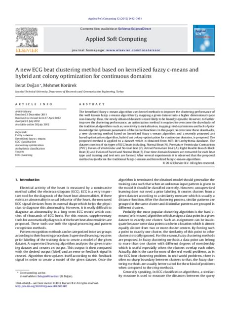 A New Ecg Beat Clustering Method Based On Kernelized Fuzzy C Means And Hybrid Ant Colony