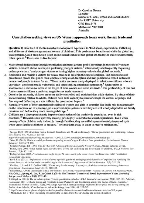 Pdf Consultation Seeking Views On Un Women Approach To Sex Work The