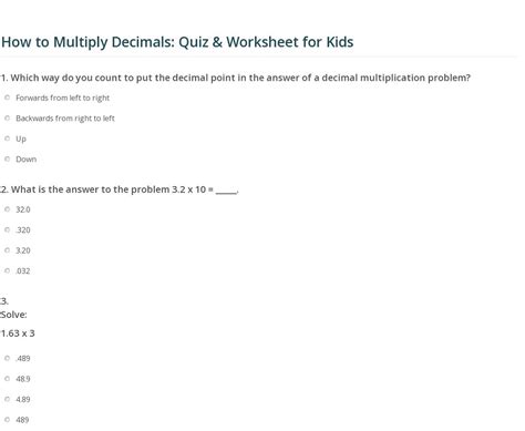 Decimal Multiplication Worksheets 123 Worksheets
