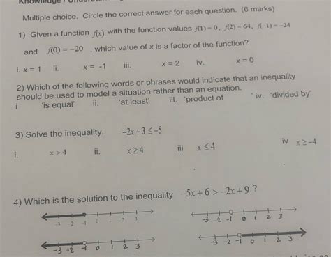 [solved] knowledge multiple choice circle the correct answer for each