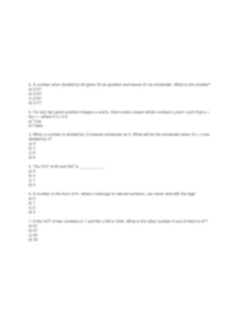 Solution Mathematics Questions And Answers Euclid S Division Lemma