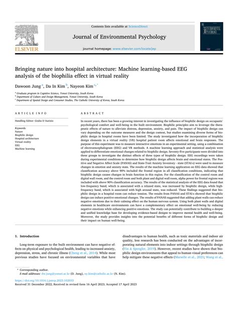 Pdf Bringing Nature Into Hospital Architecture Machine Learning