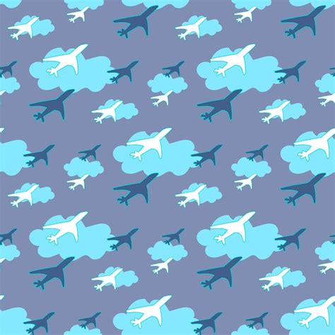 Premium Vector Seamless Pattern With Airplanes On Sky Background Vector Illustration