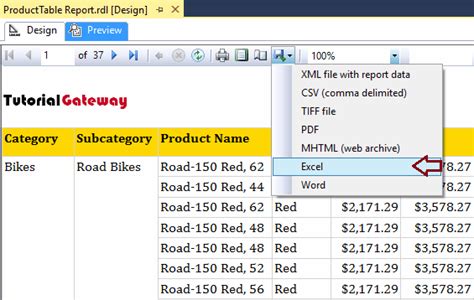 how to export ssrs report