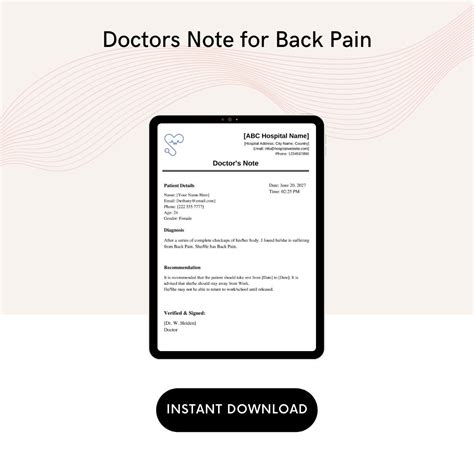 Doctors Note For Back Pain Template Printable In Pdf And Word