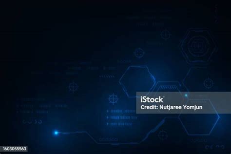 육각형 모양의 기하학적 미래 배경을 가진 벡터 하이테크 라인 회로 기술 0명에 대한 스톡 벡터 아트 및 기타 이미지 0명 가상현실 개념 Istock