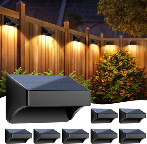 Nordic Hygge 8 Pack Solar Fence Lights Outdoor Waterproof Solar Powered Deck Lights Rgb Black