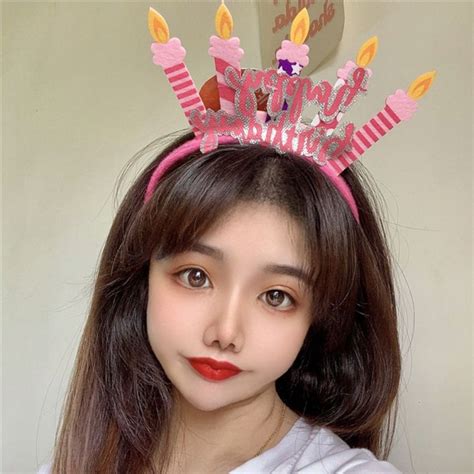 Bonvc ห่วงหัว อุปกรณ์ประกอบฉากปาร์ตี้ อุปกรณ์ประกอบฉากภาพ เทียน สุขสันต์วันเกิด มงกุฎ หมวก เด็ก