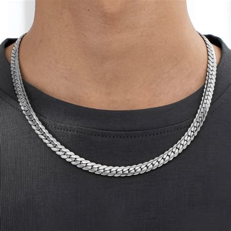 Mens Silver Plated Cuban Chain Stylish And Durable Neck Chain Devall