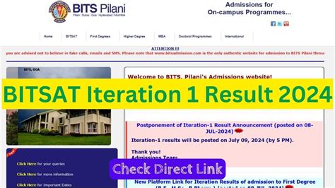 Bitsat Iteration 1 Result 2024 Out Check Direct Link Here