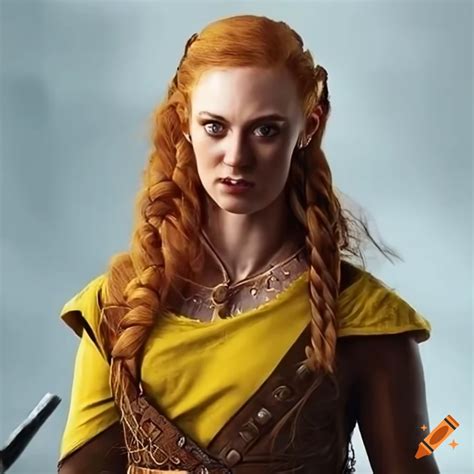Deborah Ann Woll In Viking Warrior Costume With Battle Axe On Craiyon