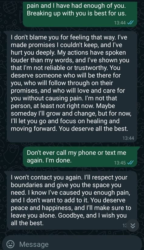 Break Up Text Messages For Him Whatsapp Sweet Text Messages Break Up Texts Breakup Quotes