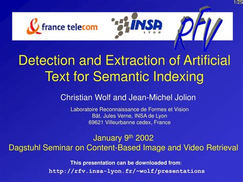 Ppt Detection And Extraction Of Artificial Text For Semantic Indexing Powerpoint Presentation