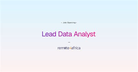Remote Lead Data Analyst Job At Human Resource Services Company