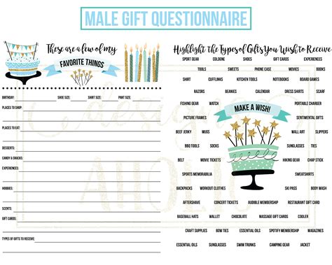Birthday Interview And T Questionnaire Bundle Birthday Printables