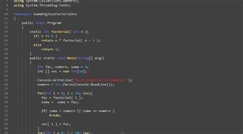 Funciones VisualStudio C Suma Digitos De Factoriales Tutorias Co