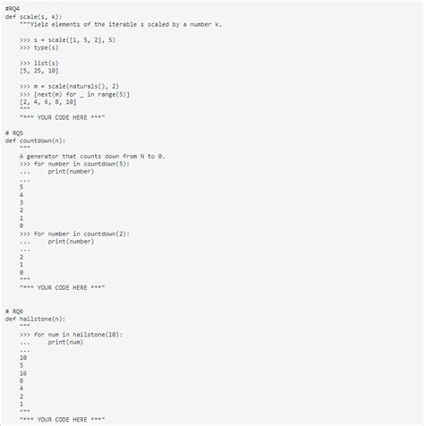solved write this code in python that uses generators