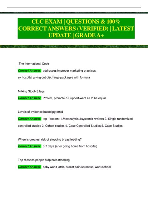 CLC EXAM QUESTIONS CORRECT ANSWERS VERIFIED LATEST UPDATE GRADEA CLC Stuvia US