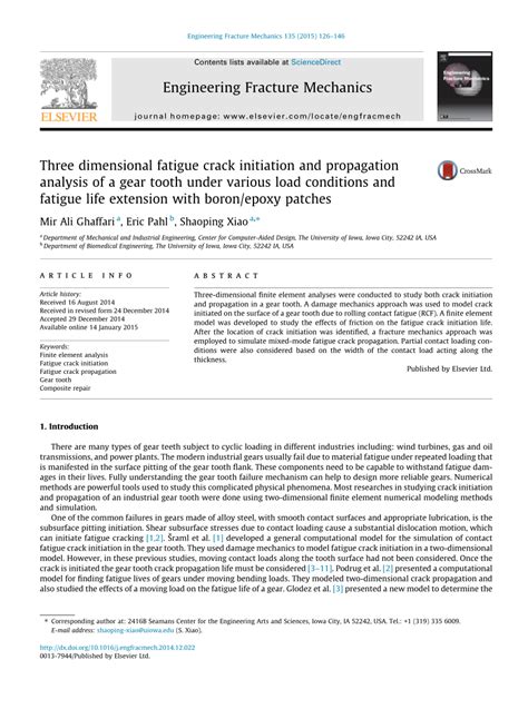 Pdf Fatigue Crack Propagation Analysis Of Gear Tooth Under Various Load Conditions And
