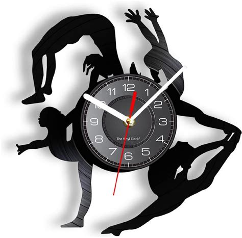 Wall Clock 12 Inch Gymnastics Girls Silhouettes Wall