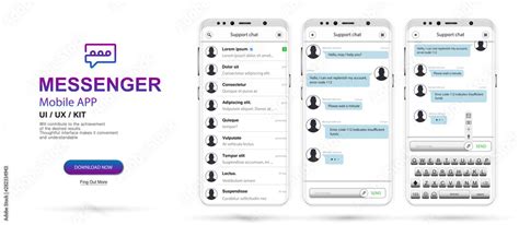 messenger social network chat interface ui ux kit design concept